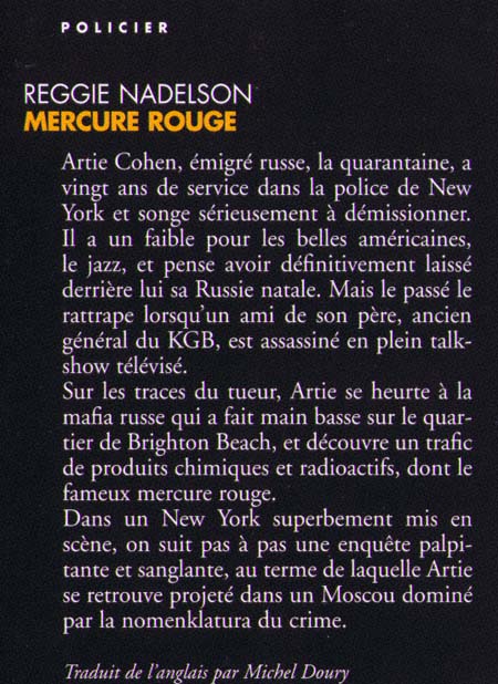 REGGIE NADELSON - Mercure rouge - Romans policiers - LIVRES - Renaud ...