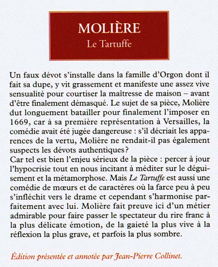 MOLIERE - Le Tartuffe - Poésie - Théatre - LIVRES - Renaud-Bray.com ...