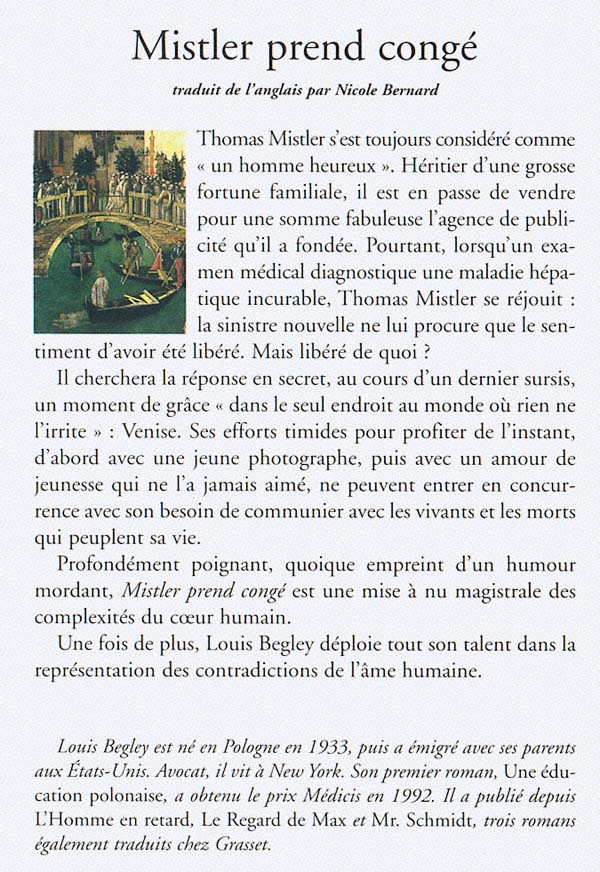LOUIS BEGLEY - Mistler prend congé - Romans étrangers - LIVRES - Renaud ...