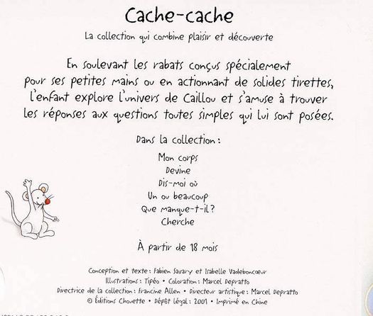 FABIEN SAVARY - I VADEBONCOEUR - Caillou: cherche - Livres pour bébé ...