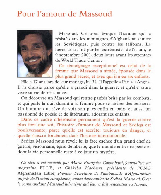 SEDIQA MASSOUD - Pour l'amour de Massoud - Biographie générale - LIVRES ...